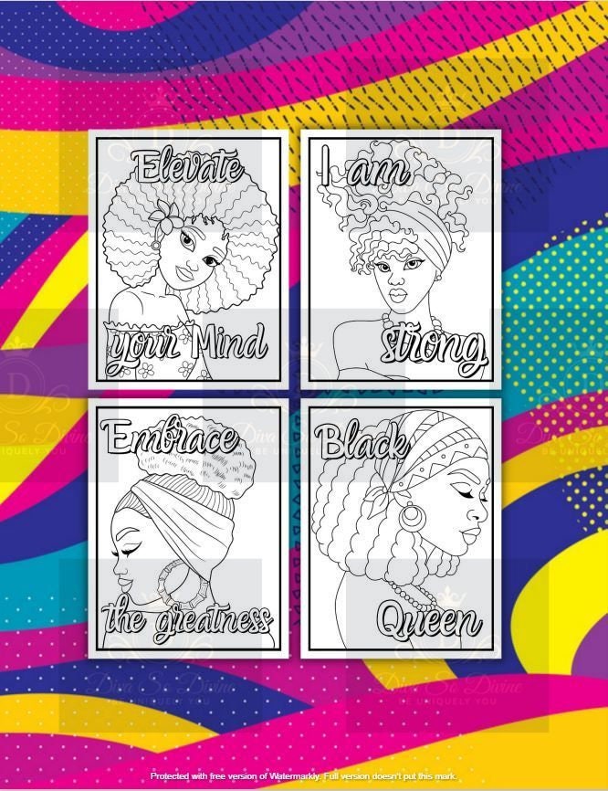 Black Woman Affirmations Coloring Book - Etsy
