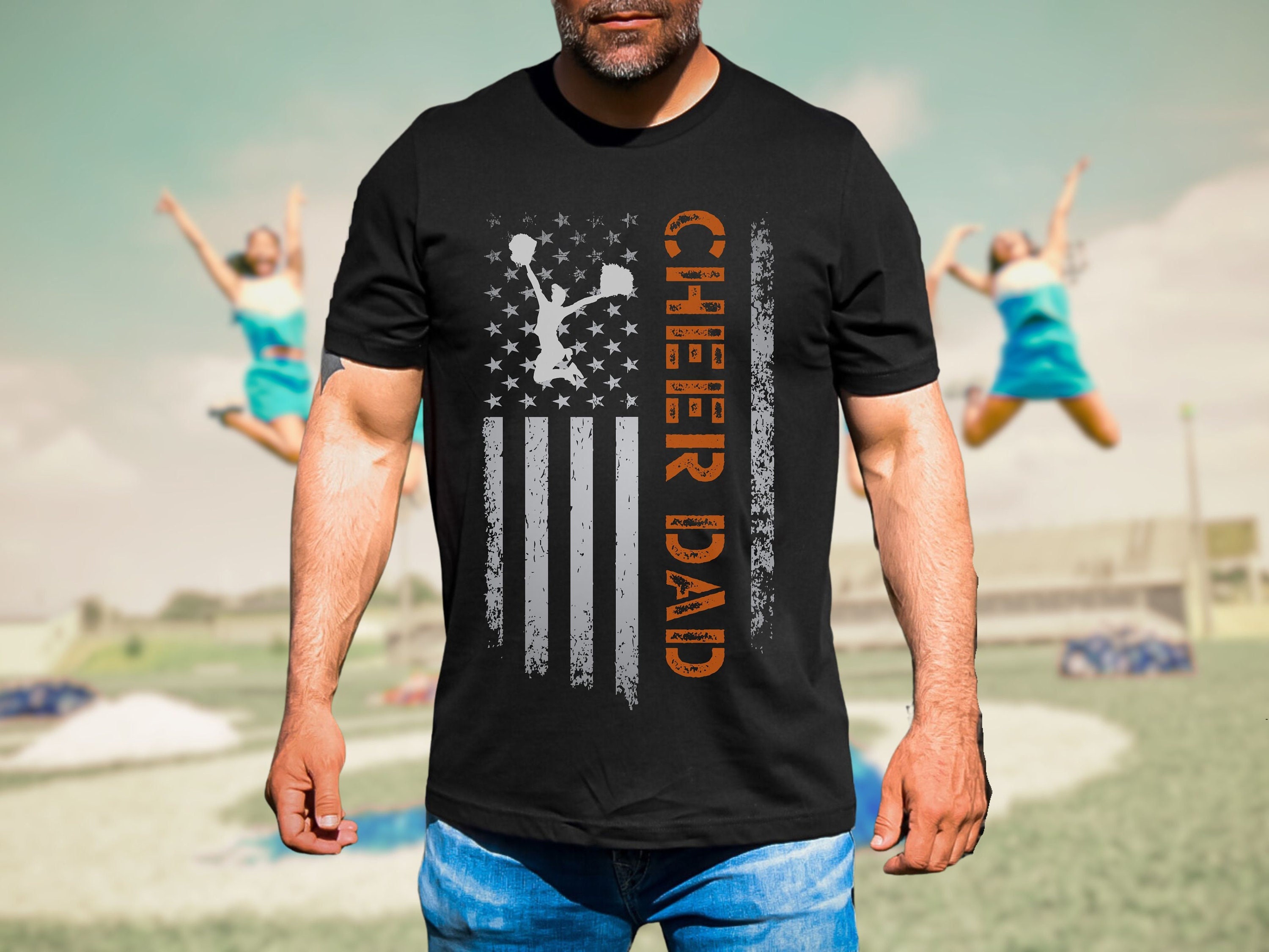 Cheer Dad Shirt, Shirt for Cheerleader Dad, Cheer Shirt, Patriotic ...