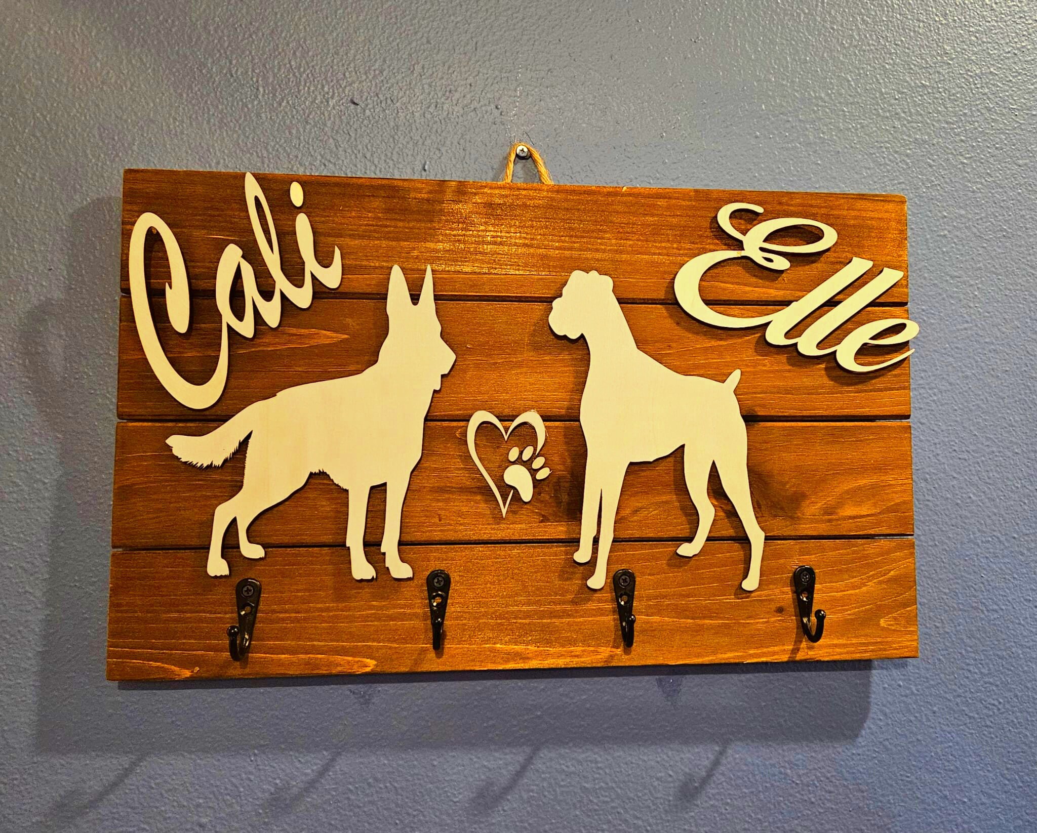 Customizable Dog Key Holder, Leash Holder, Dog Lover Gift,wall Decor ...