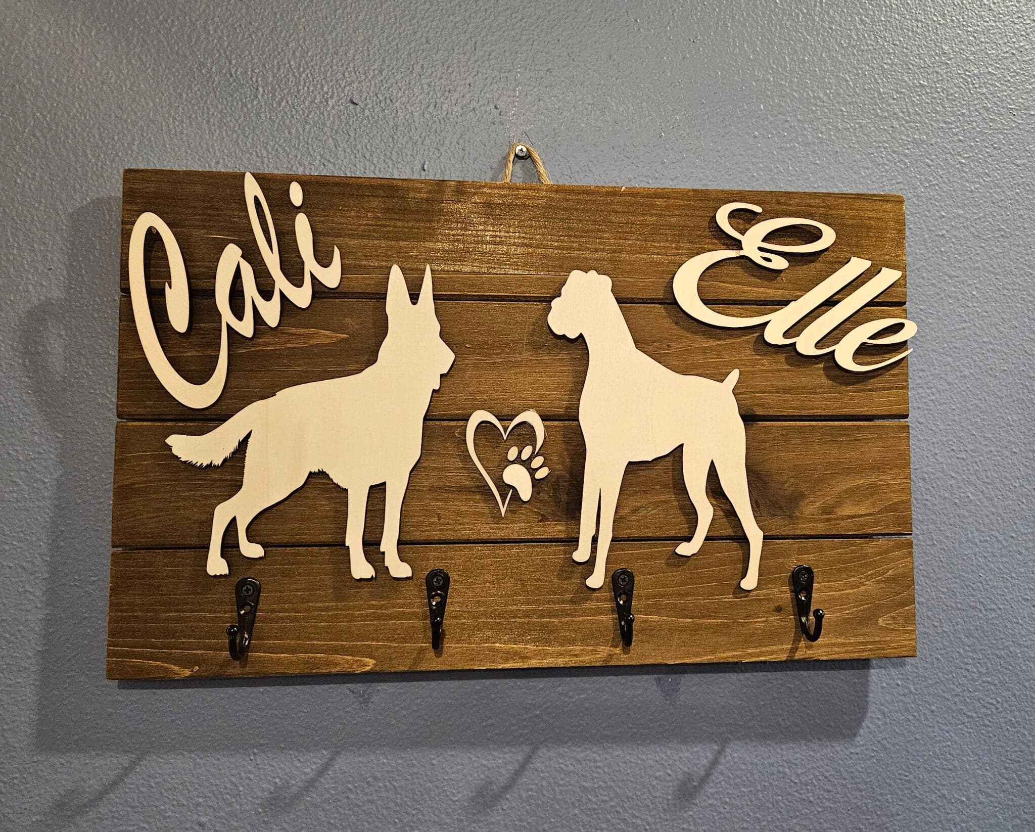 Customizable Dog Key Holder, Leash Holder, Dog Lover Gift,wall Decor ...