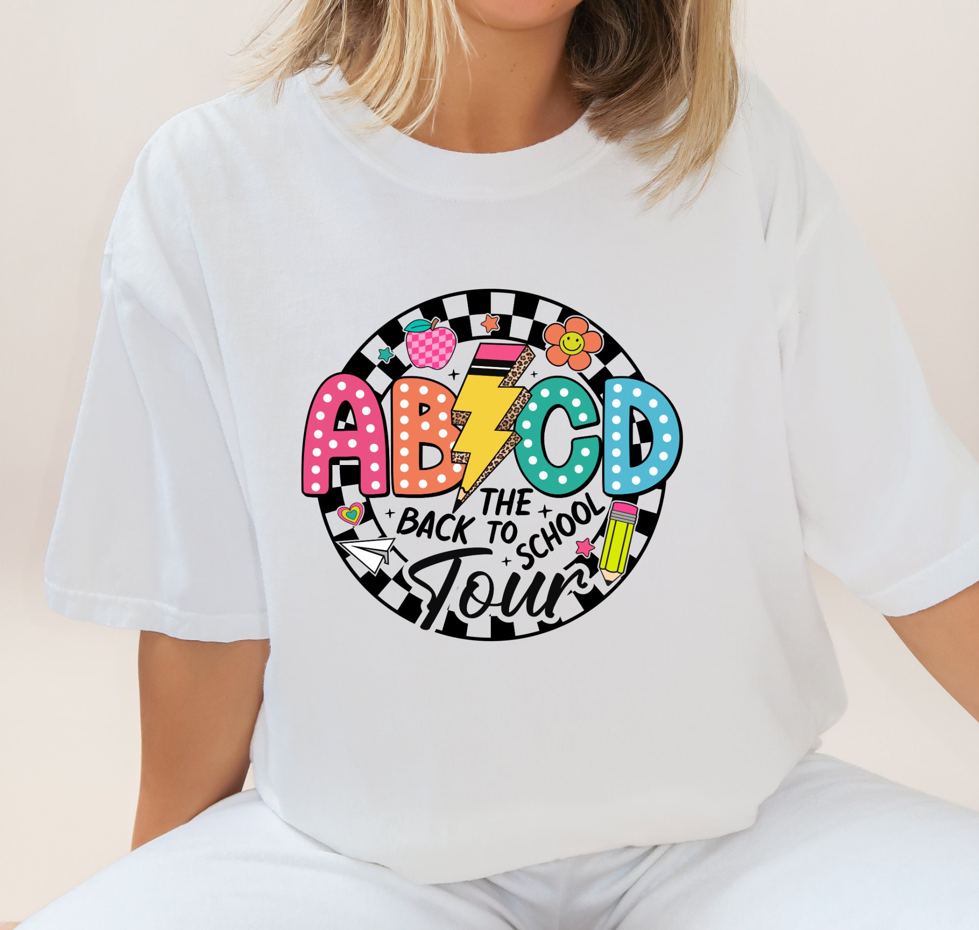 Retro ABCD Teacher Tour Front and Back Print Shirt Gift for Teacher ...