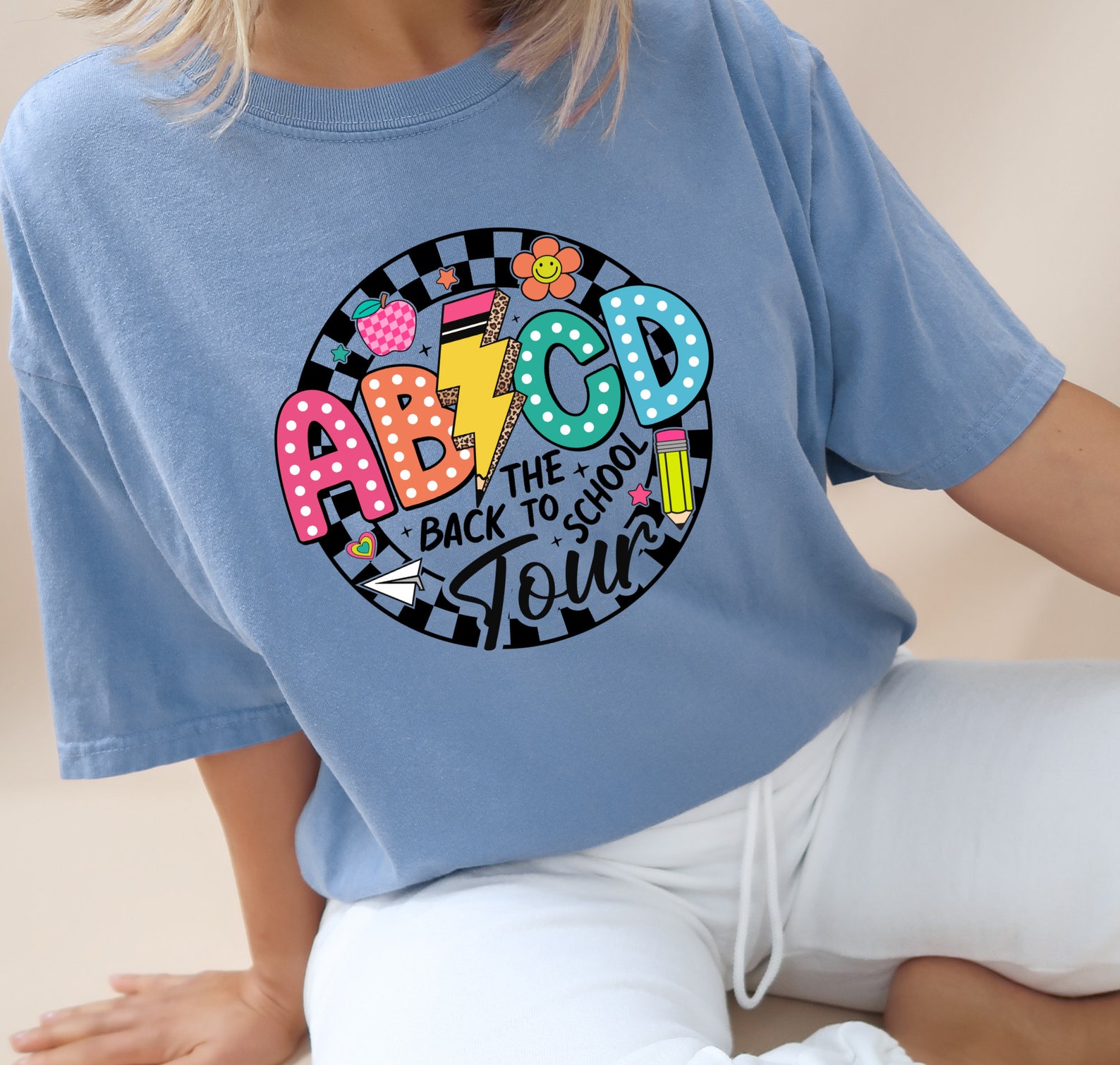 Retro ABCD Teacher Tour Front and Back Print Shirt Gift for Teacher ...