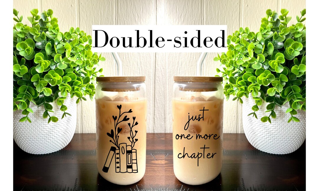 Book Lover Gift Beer Can Glass, Floral Open Book Glass Can, Just One ...