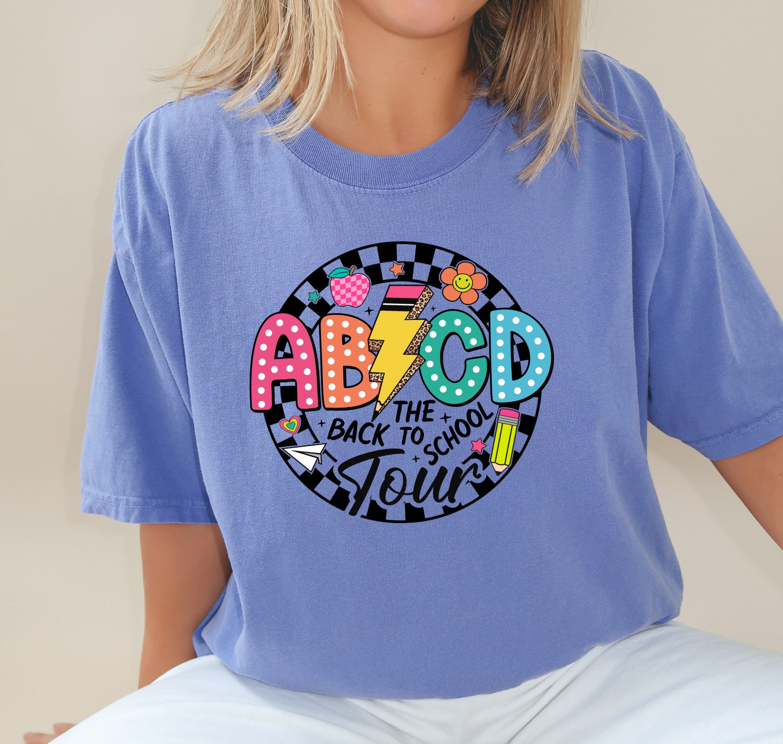 Retro ABCD Teacher Tour Front and Back Print Shirt Gift for Teacher ...