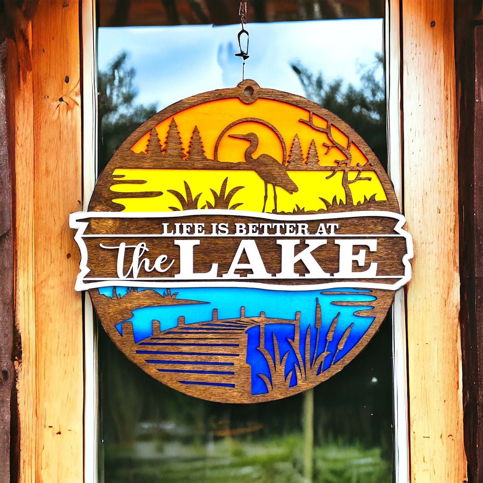 Rustic Lake Door Hanger Welcome Sign - Etsy