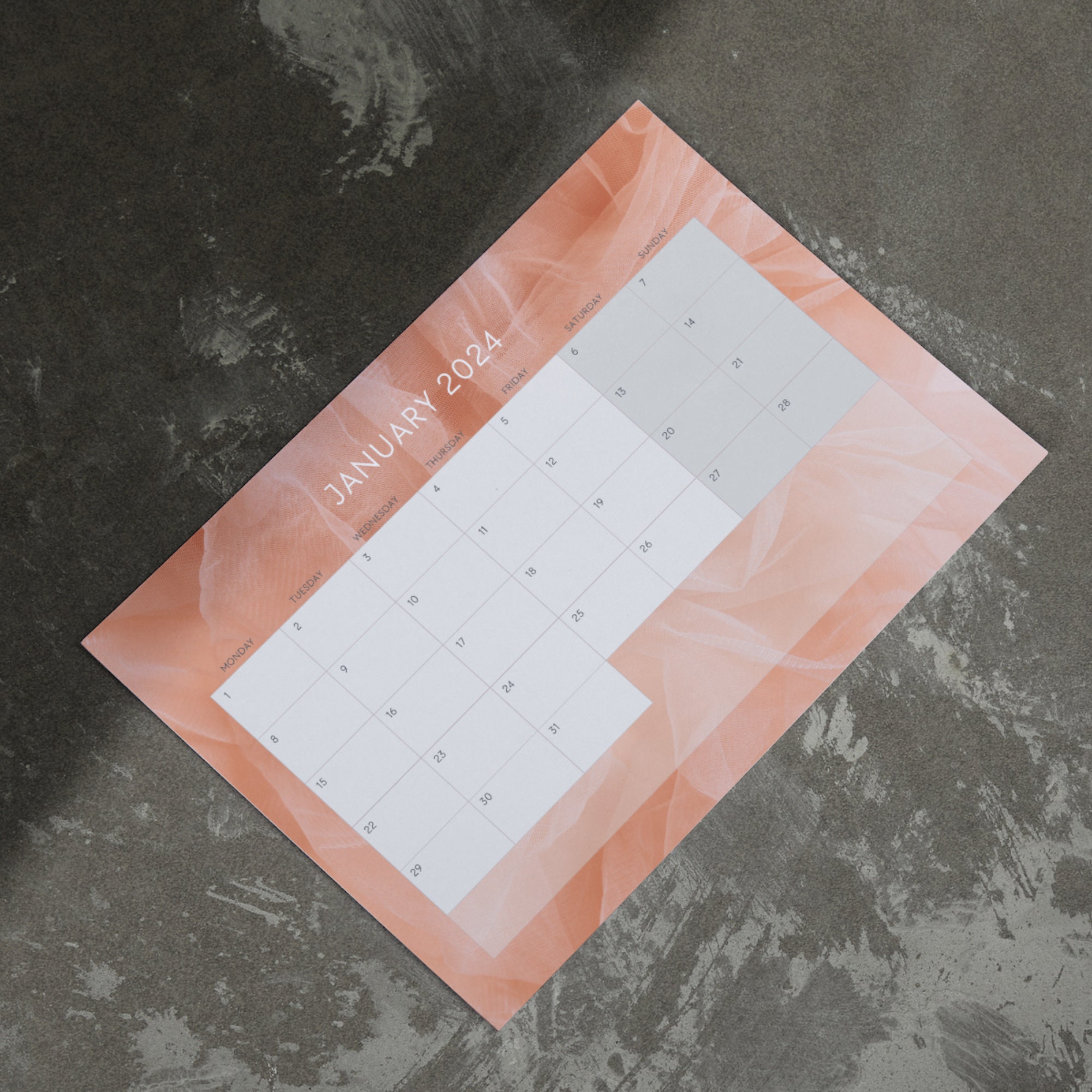 2024 Printable Peach Calendar Minimalist Calendars Peach Fuzz - Etsy