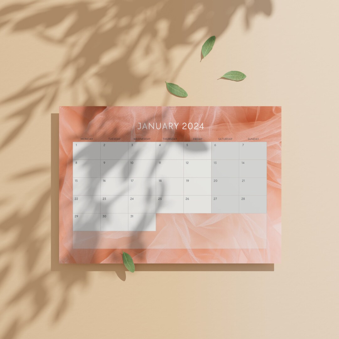 2024 Printable Peach Calendar Minimalist Calendars Peach Fuzz - Etsy