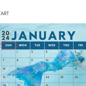 2024 Printable Mermaid Calendar Calendars Planners - Etsy
