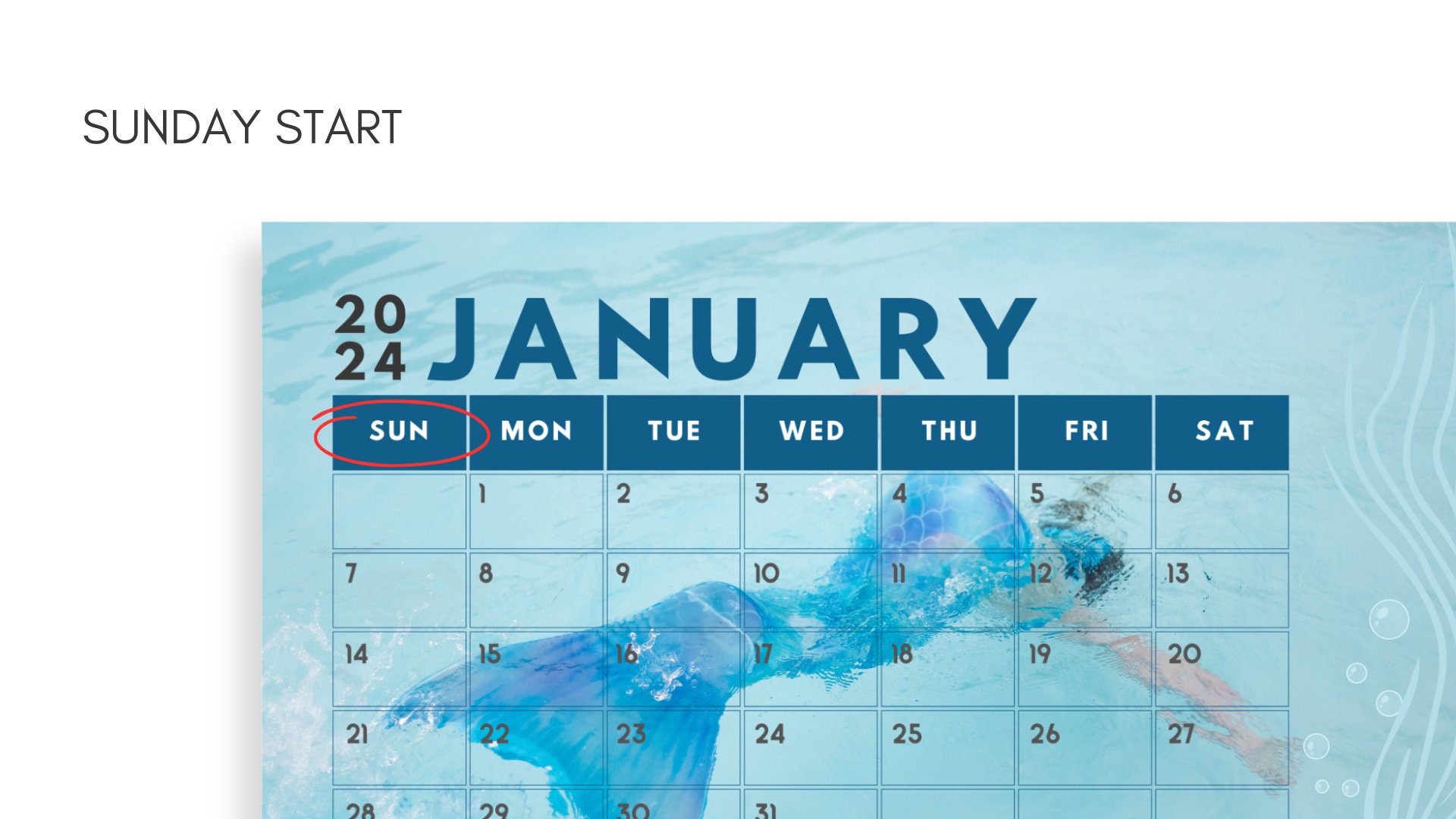 2024 Printable Mermaid Calendar Calendars Planners - Etsy