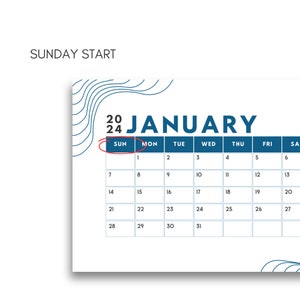 2024 Printable Blue Calendar Minamalist Calendars Planners - Etsy