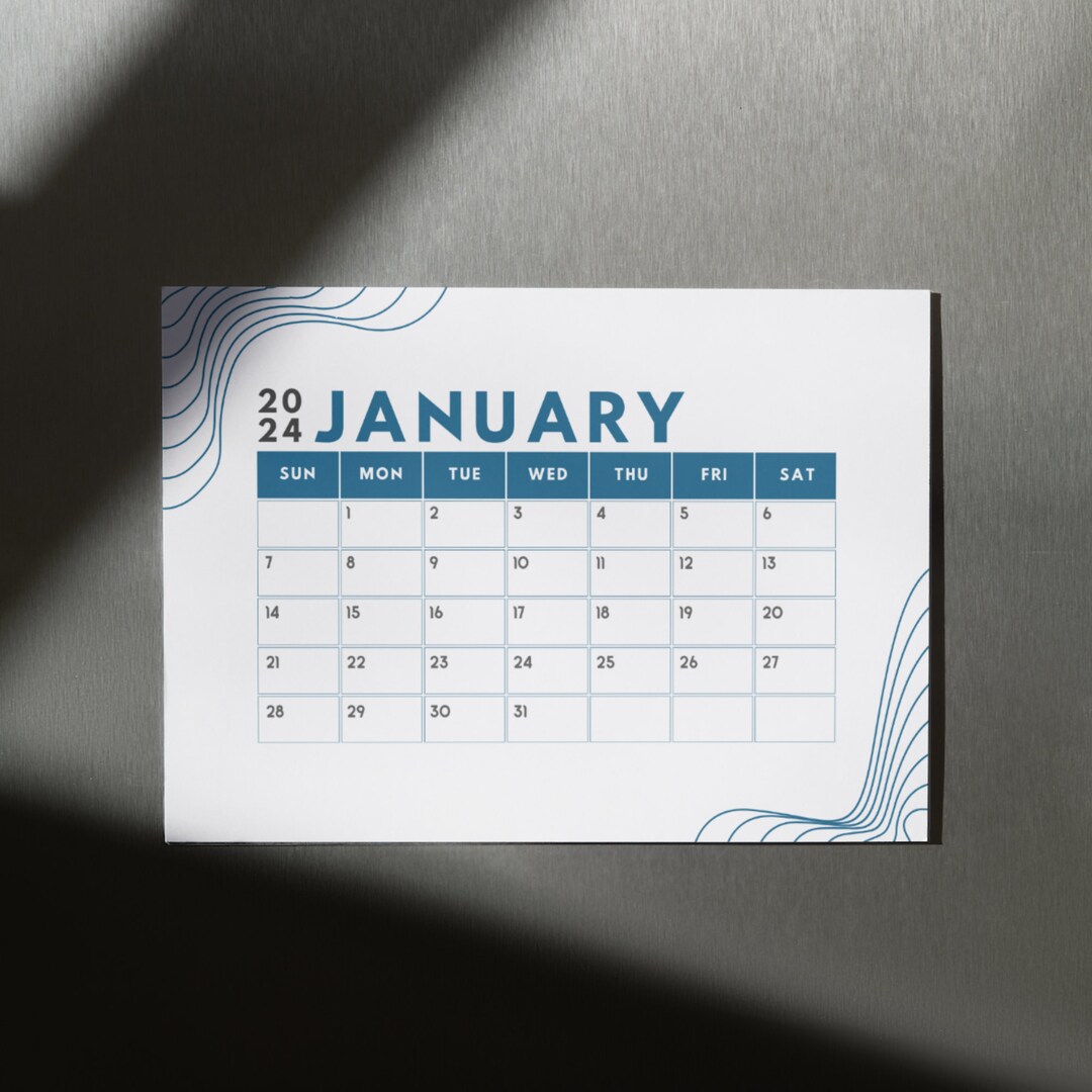 2024 Printable Blue Calendar Minamalist Calendars Planners - Etsy