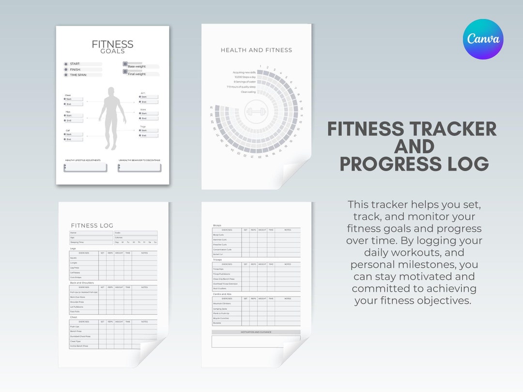 Fitness Tracker - Habit Tracker Wheel - Printable Fitness Log Journal ...