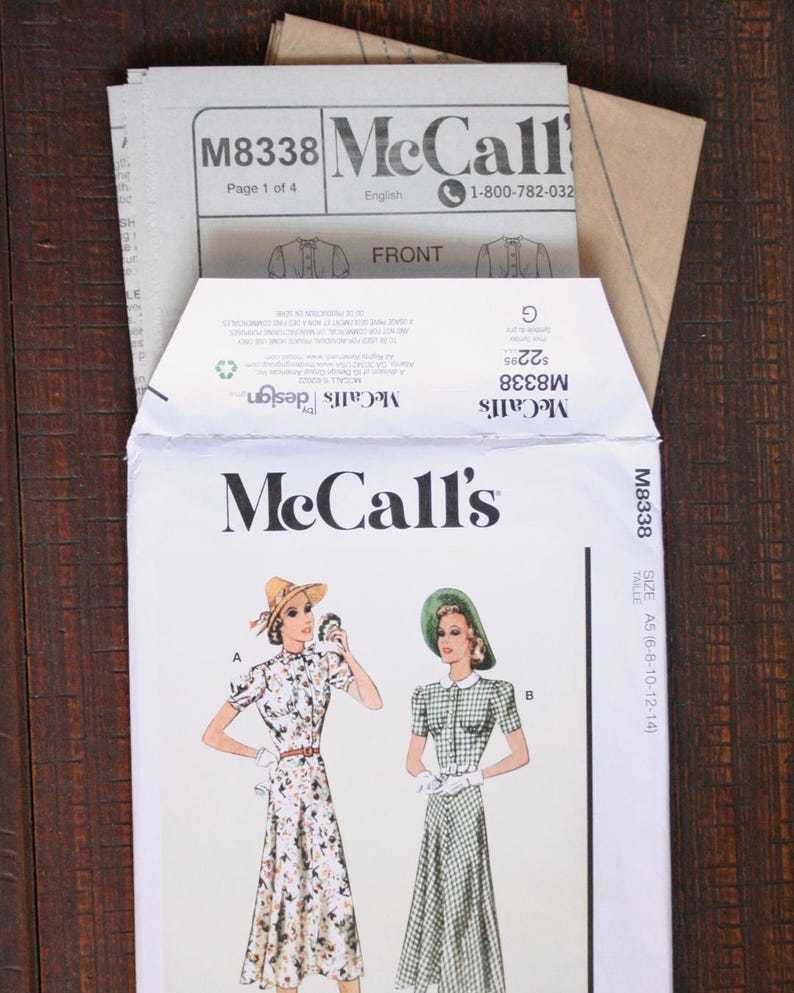 1930s Fit & Flare Dress Sewing Pattern: Mccall's M8338, Size A5 (6-14 ...