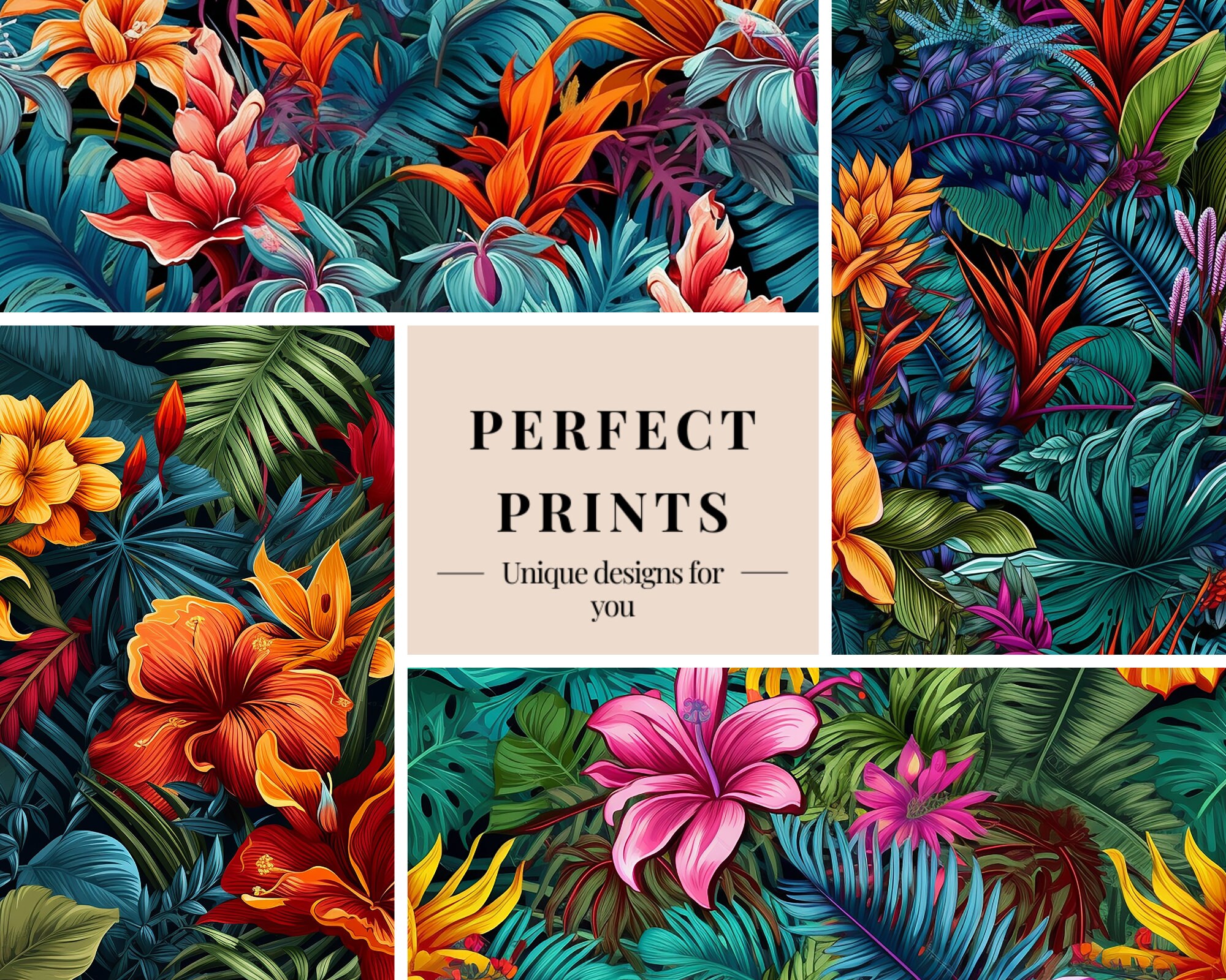 Tropical Rainforest Floral Seamless Design | Floral Clipart | Exotic ...