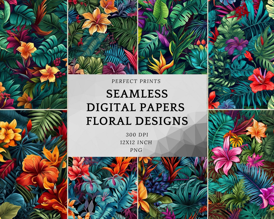 Tropical Rainforest Floral Seamless Design | Floral Clipart | Exotic ...