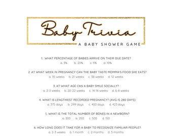 Minimalist Baby Trivia - Baby Shower Edition Digital Download - Etsy