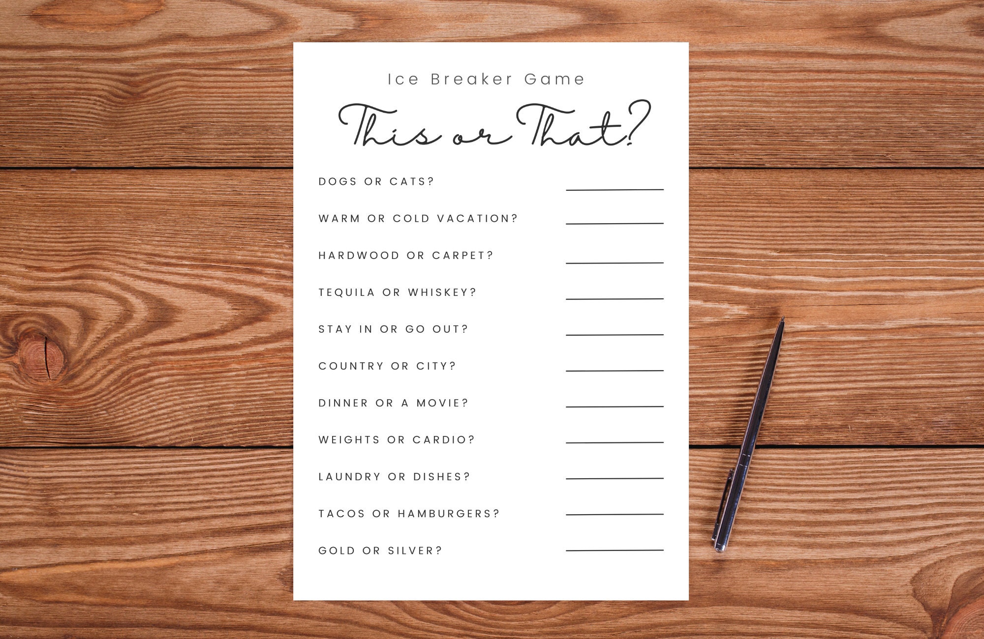 Ice Breaker Game - This or That Edition Digital Download - Etsy