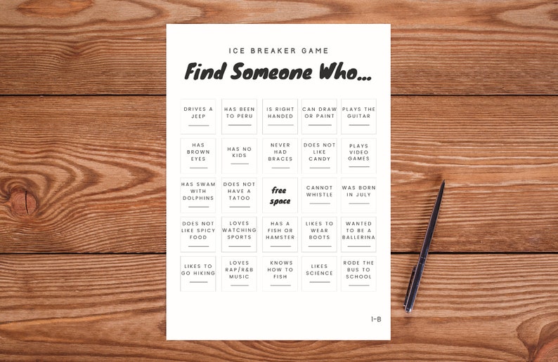 BINGO Ice Breaker Game Find Someone Who Edition Digital Download 2 Full ...