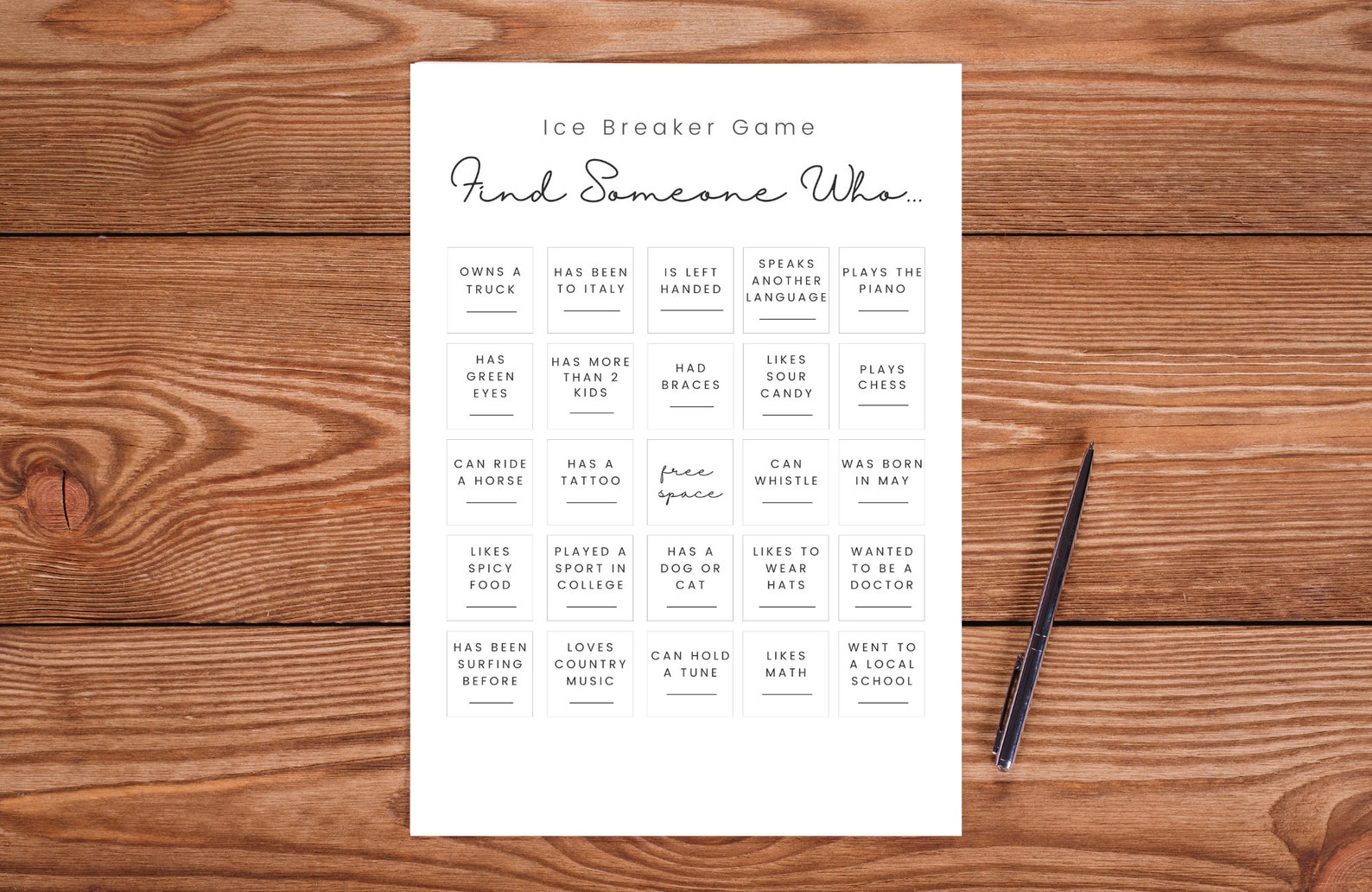 Bingo Ice Breaker Game - Find Someone Who Edition Digital Download - Etsy