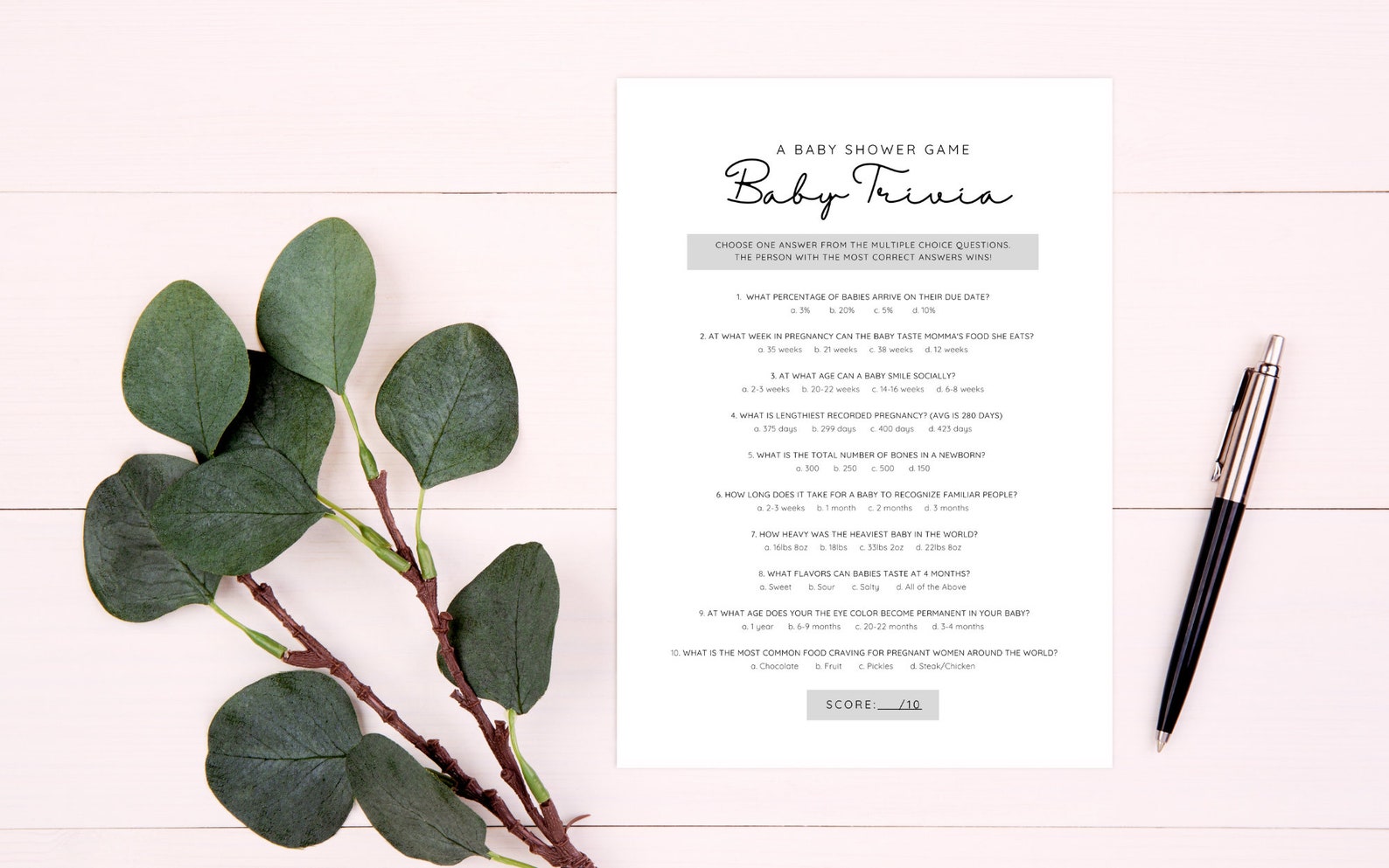 Minimalist Baby Trivia - Baby Shower Edition Digital Download - Etsy