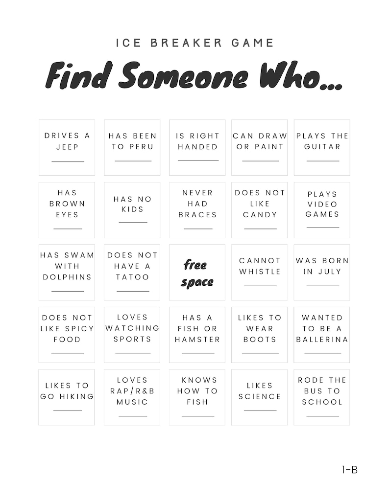 BINGO Ice Breaker Game - Find Someone Who Edition Digital Download ***2 ...