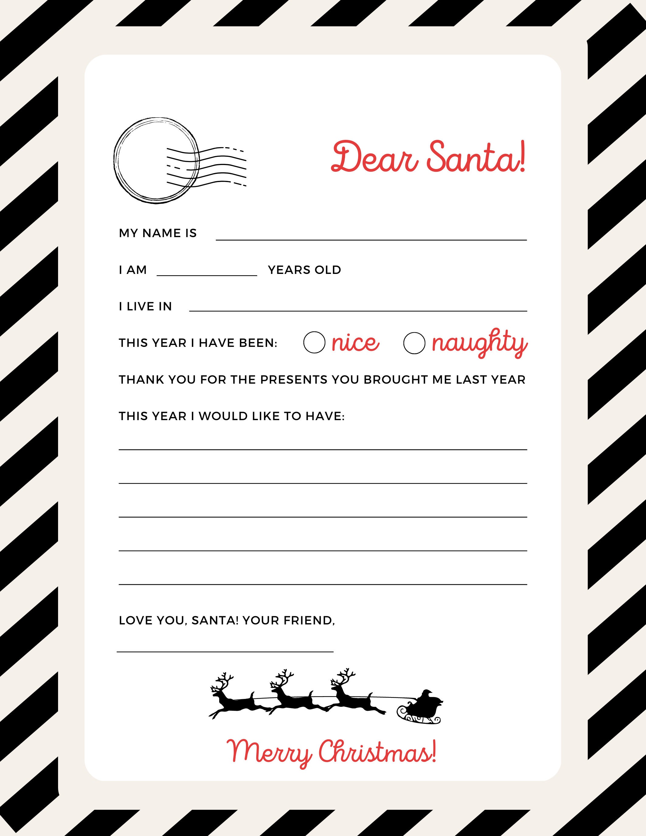 Minimalist Dear Santa Template Digital Download - Etsy