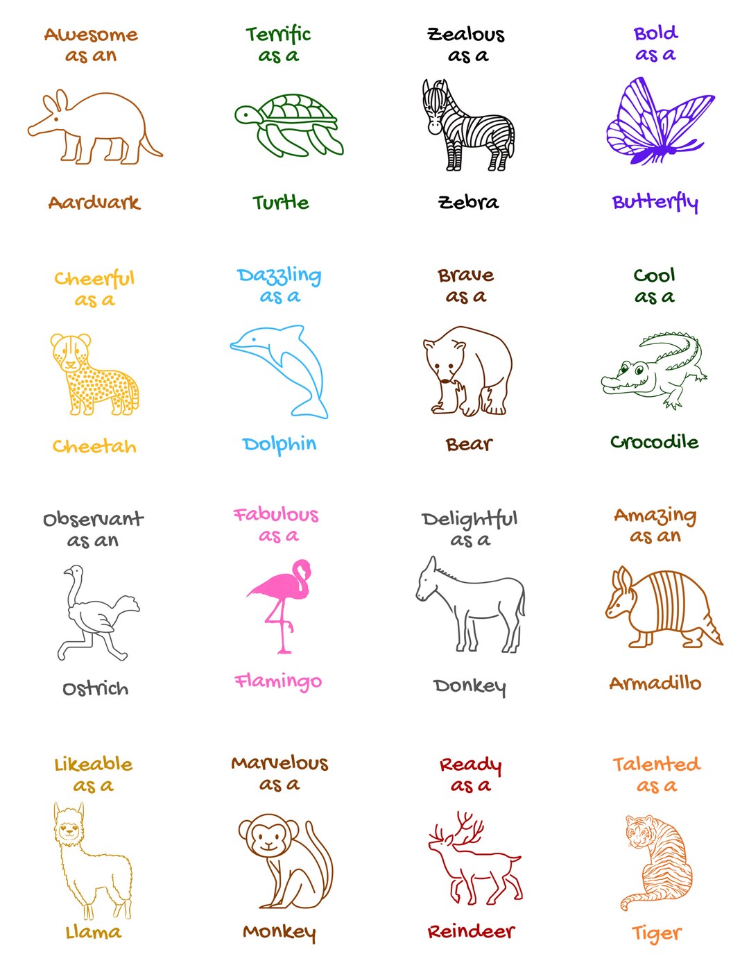 Brag Tags - Animal Comparisons - Set 6A - Hand Out to Students! - Etsy