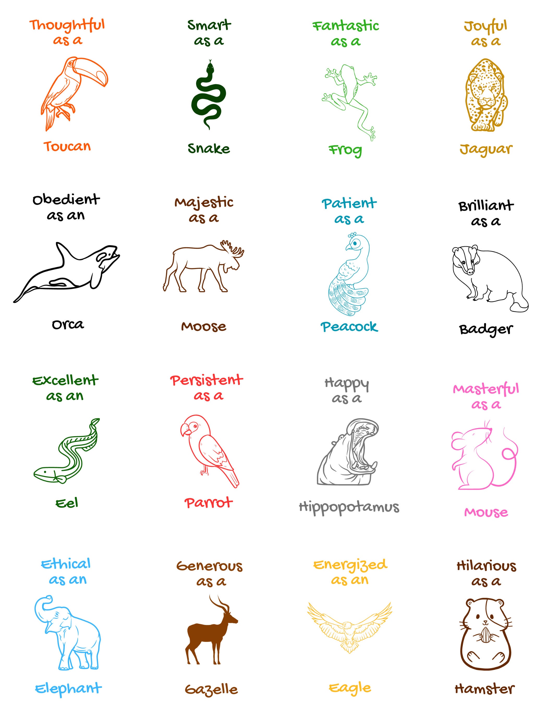 Brag Tags Animal Comparisons Set 6B Hand Out to Students - Etsy