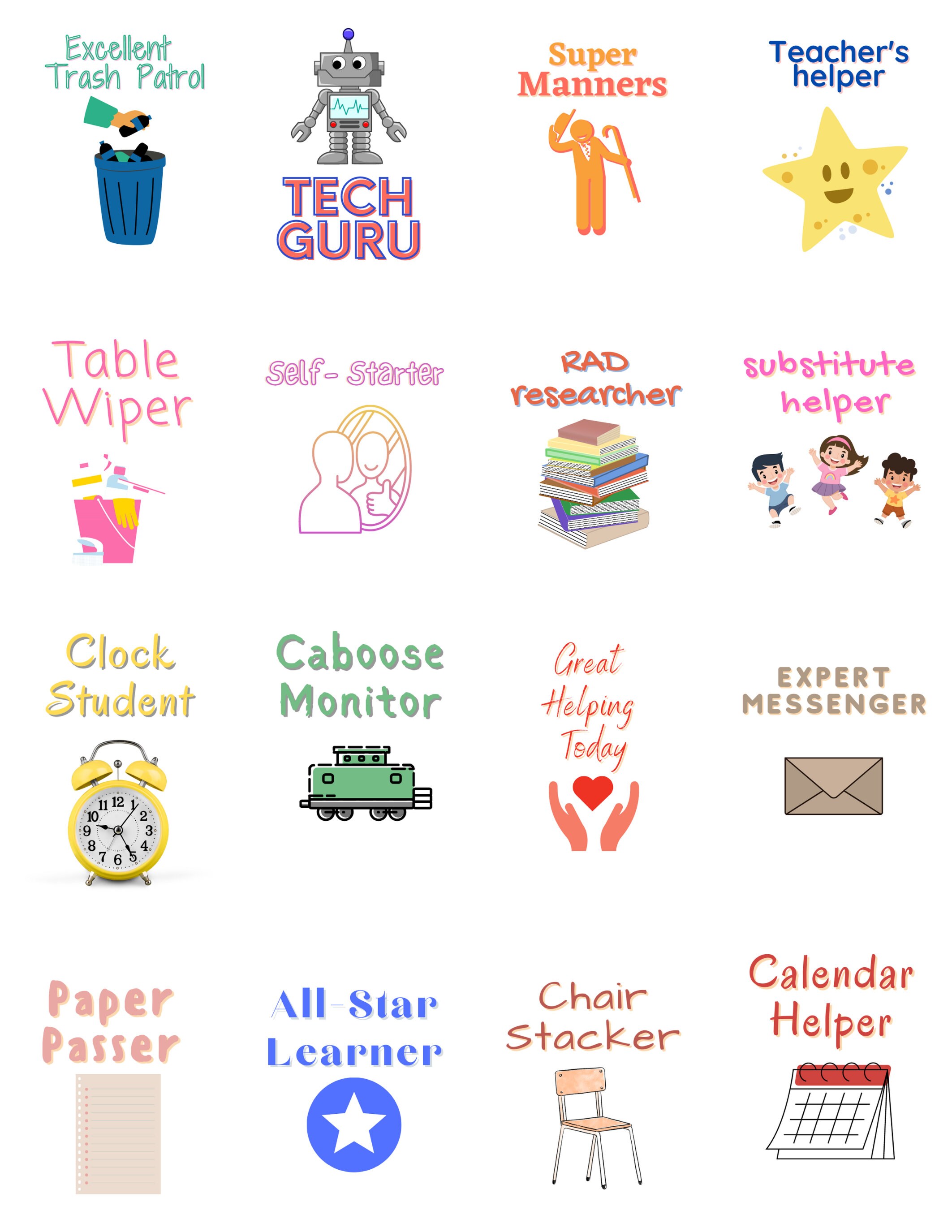Brag Tags - School Helper Jobs in Class - Hand Out to Deserving ...