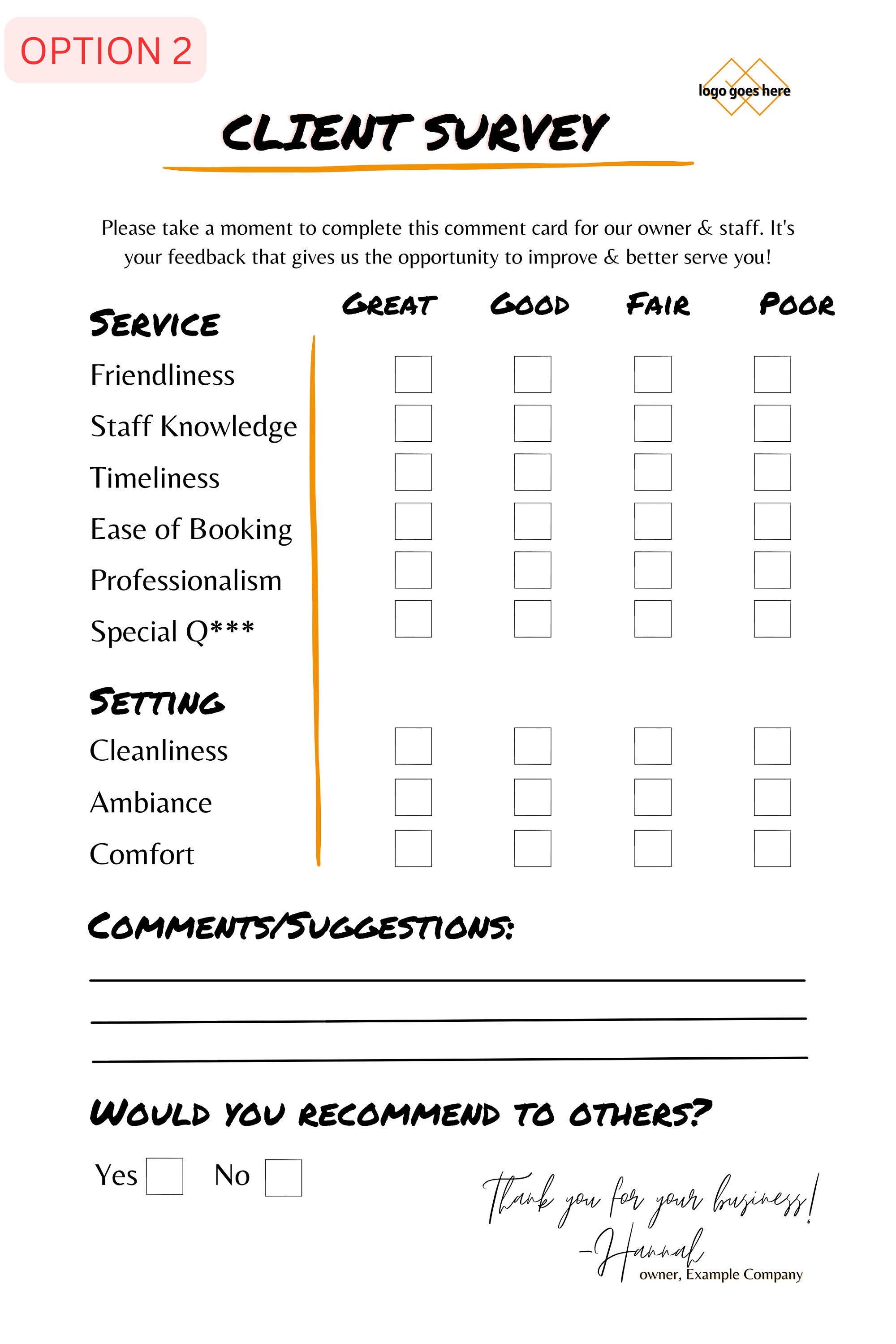 Personalized Client Survey Template - Design & Digital Download - Etsy