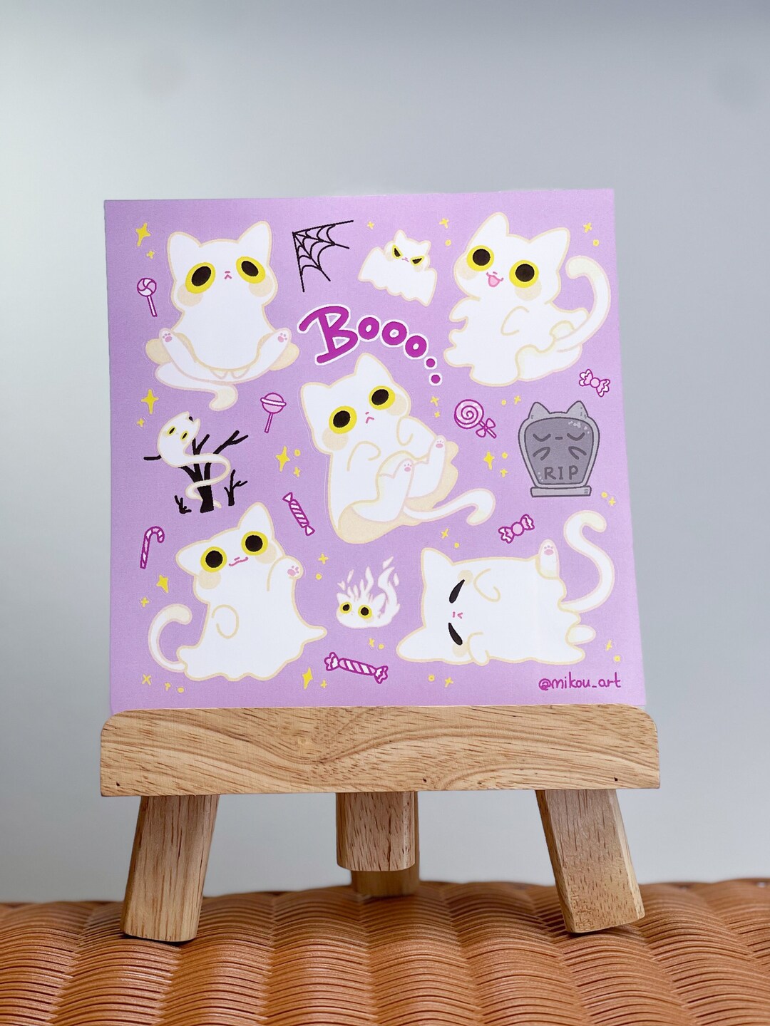 Sticker Sheet Spooky Ghost Cat Collage 5.5x5.5 Inch Waterproof & Fade ...
