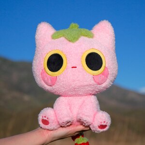 Strawberry Cat Plushie: Kawaii Strawmi Kitty Toy Collectible - Etsy