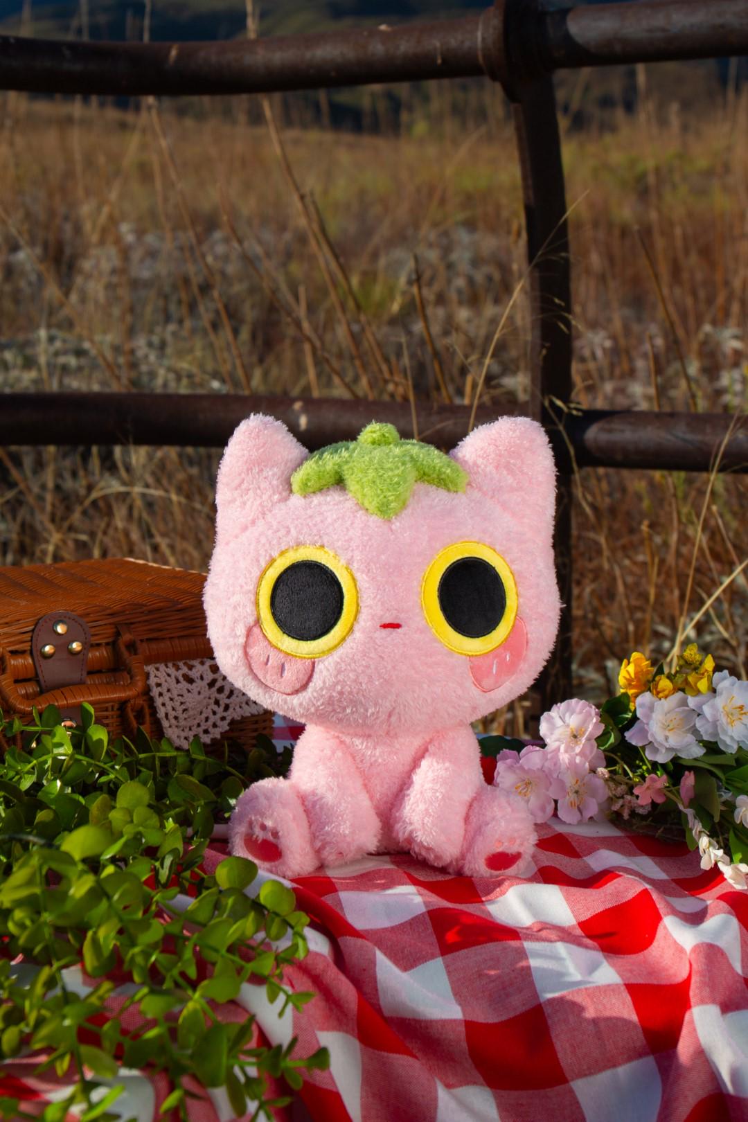 Strawberry Cat Plushie: Kawaii Strawmi Kitty Toy Collectible - Etsy