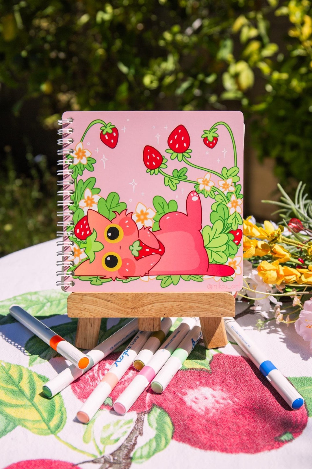 Cute Reusable Sticker Book | Laying Forever Strawberry Cat | 6x6 ...