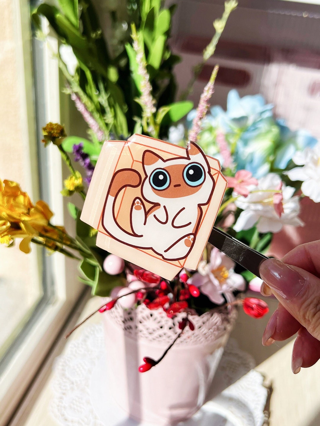 Sesame Cat in the Box Epoxy Acrylic Phone Grips/holder | Mikou Original ...