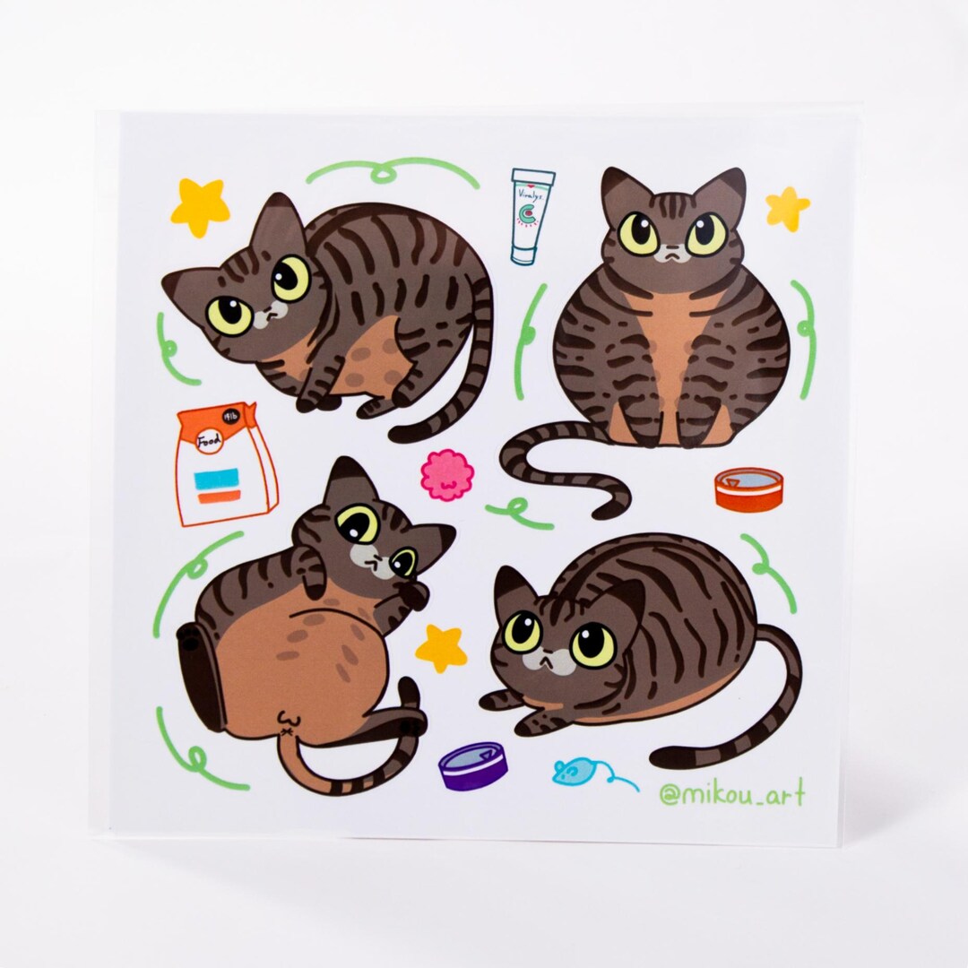 Sticker Sheet | Chunky Cat Collage Vinyl | 5.5x5.5 Inch | Waterproof ...