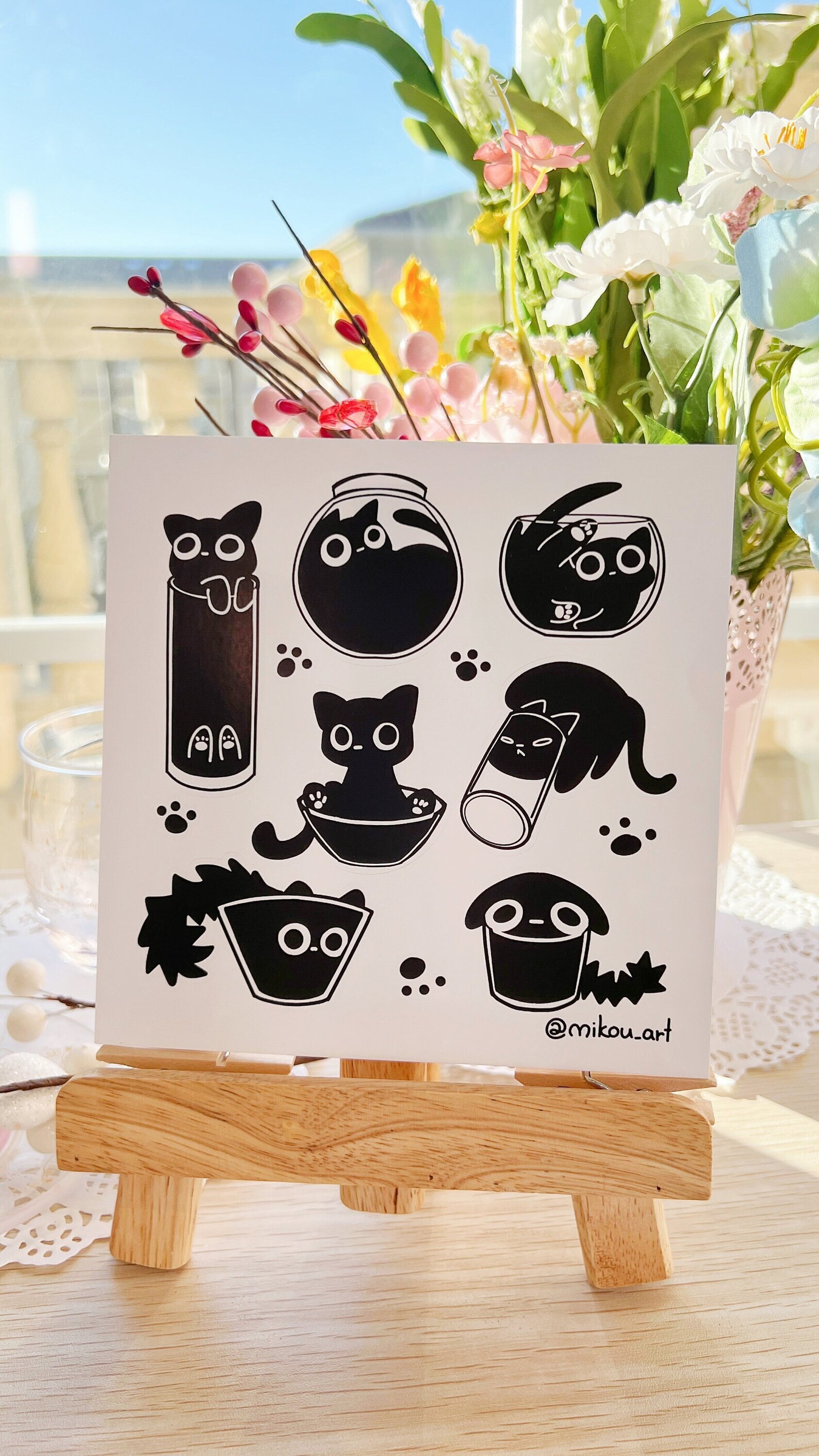 Liquid Cat Collage Sticker Sheet: Waterproof Vinyl Art (5.5x5.5 Inch ...