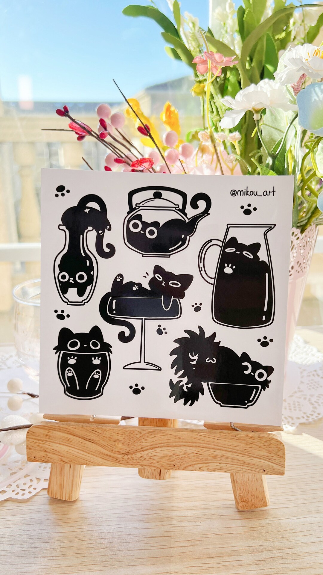 Sticker Sheet Liquid Cat Collage Vol.4 5.5x5.5 Inch Waterproof, and ...