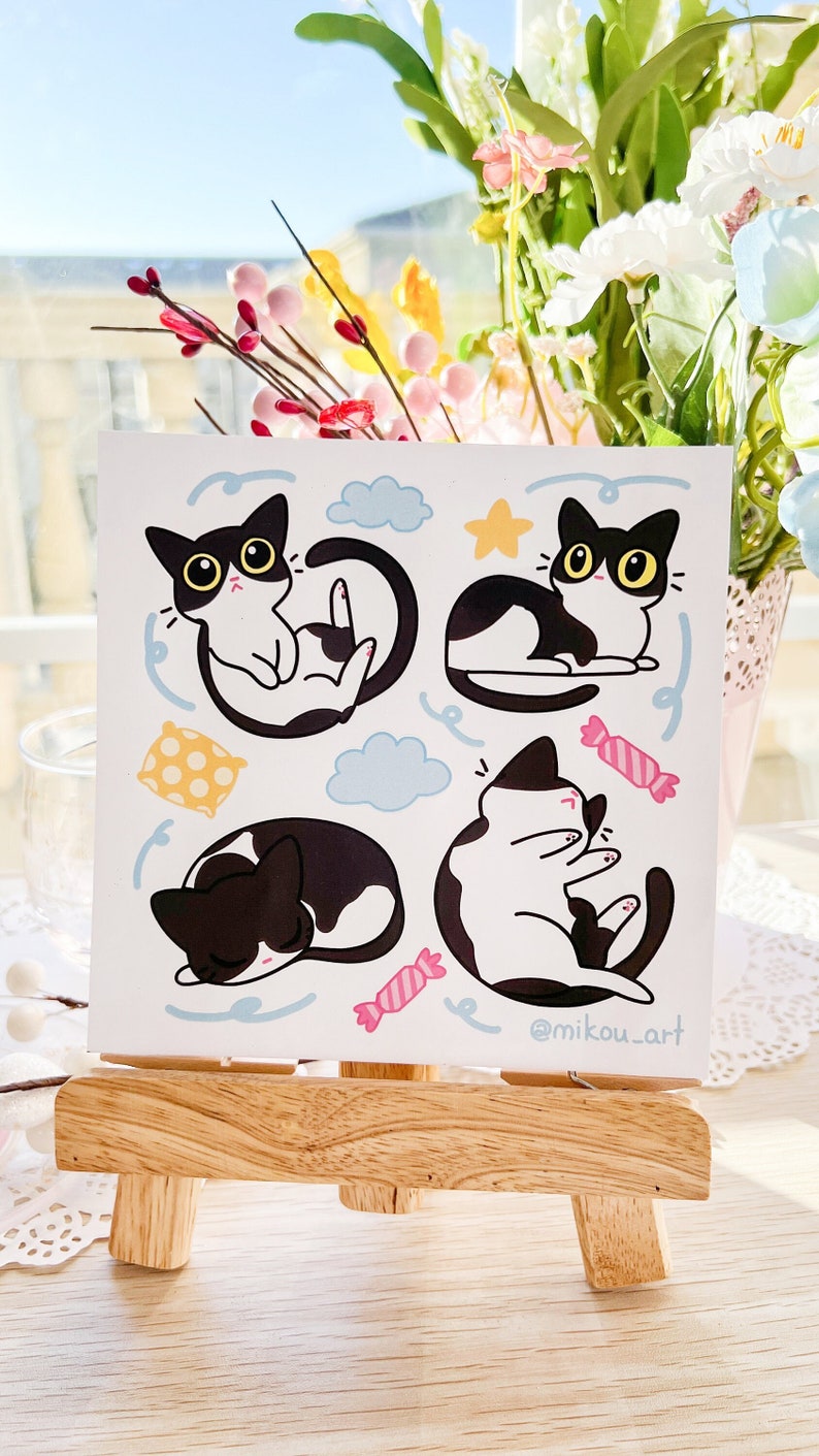 Sticker Sheet Lazy Cow Cat Collage 5.5x5.5 Inch - Etsy