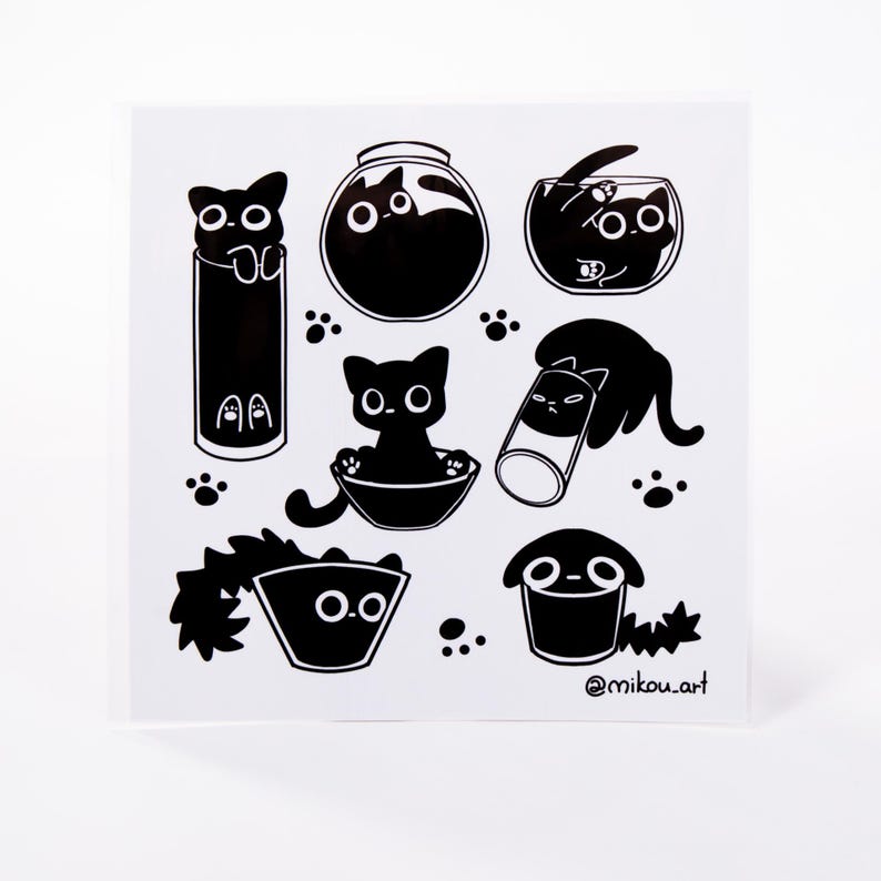 Liquid Cat Collage Sticker Sheet: Waterproof Vinyl Art (5.5x5.5 Inch ...