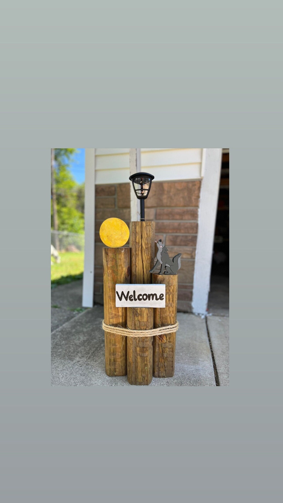 Wolf & Moon Pier Post - Etsy