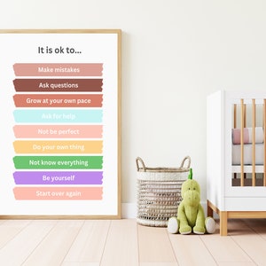 It's Ok to Not Be Okay Poster, Playroom Wall Art, Motivational Art ...