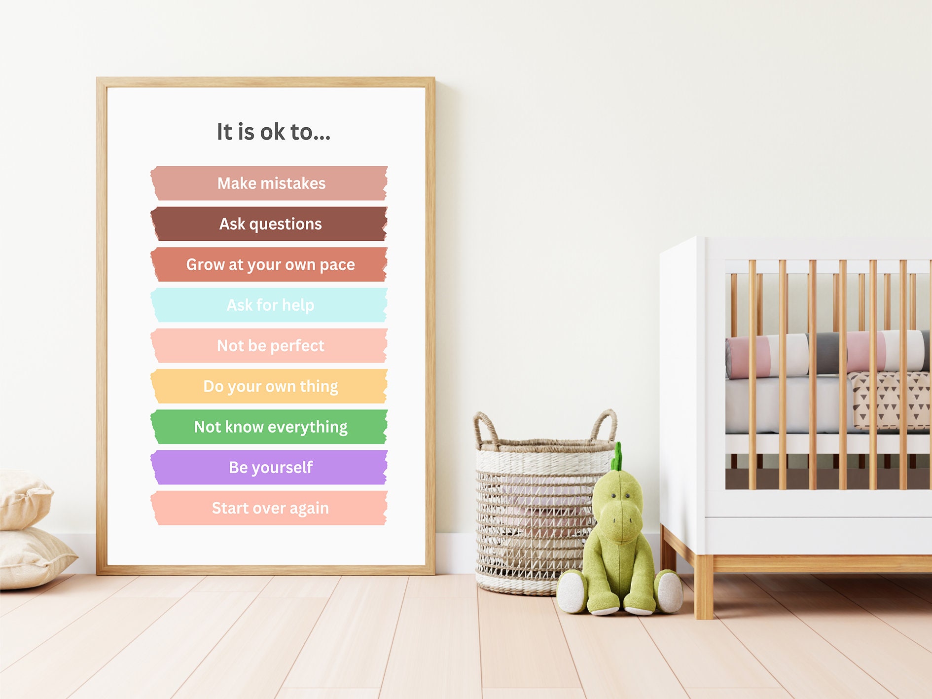 It's Ok to Not Be Okay Poster, Playroom Wall Art, Motivational Art ...