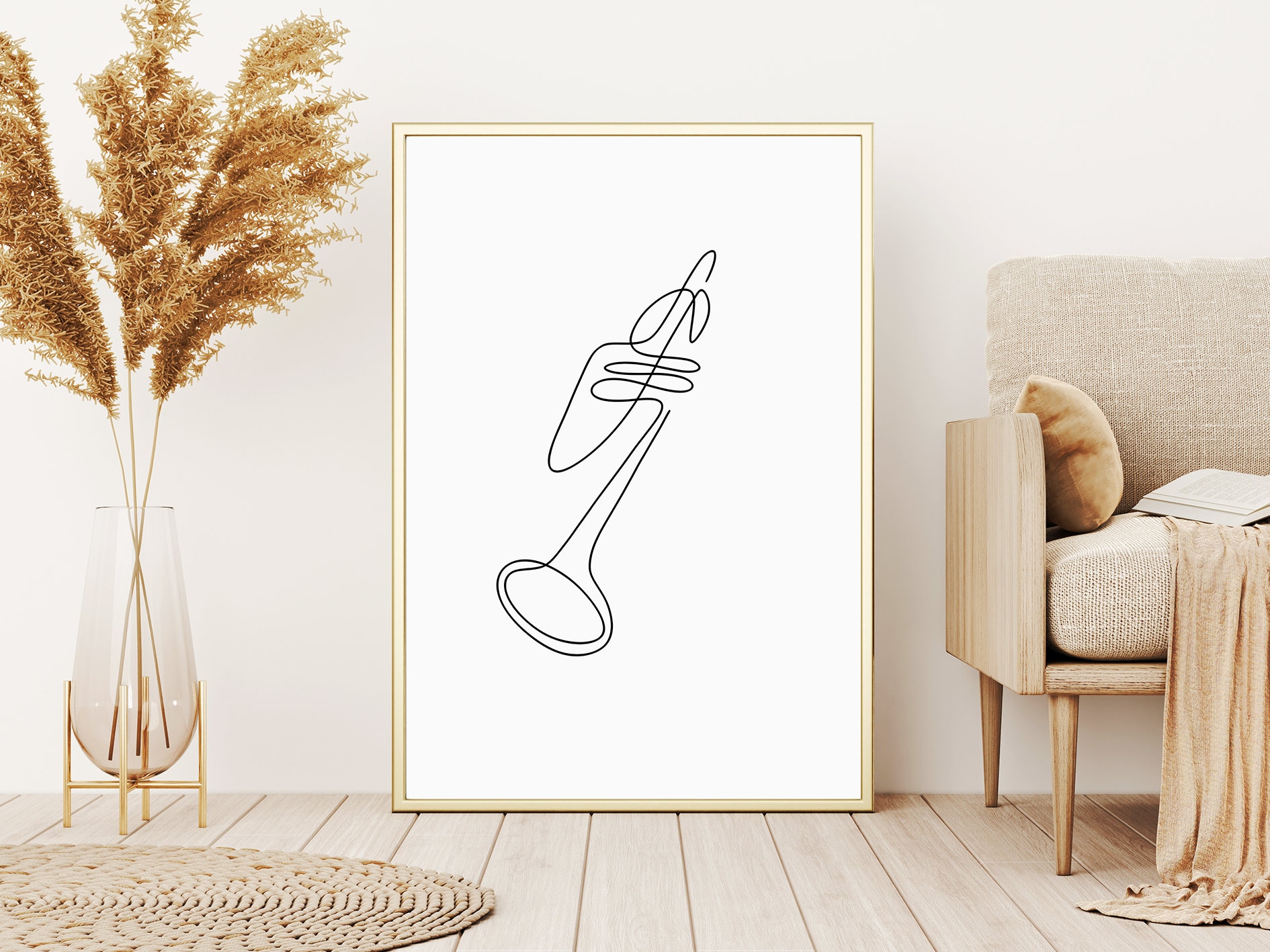 Trumpet Line Art, Minimalist Music Print, Music Print, Musical ...
