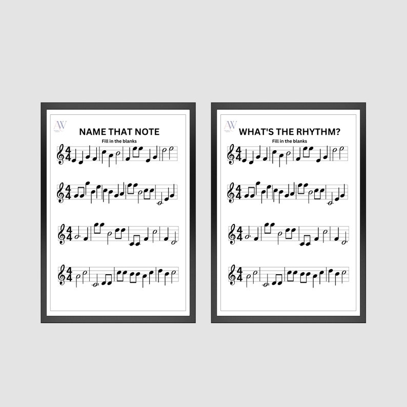 Music Notes Worksheet Set: Music Theory Practice (digital Download) - Etsy