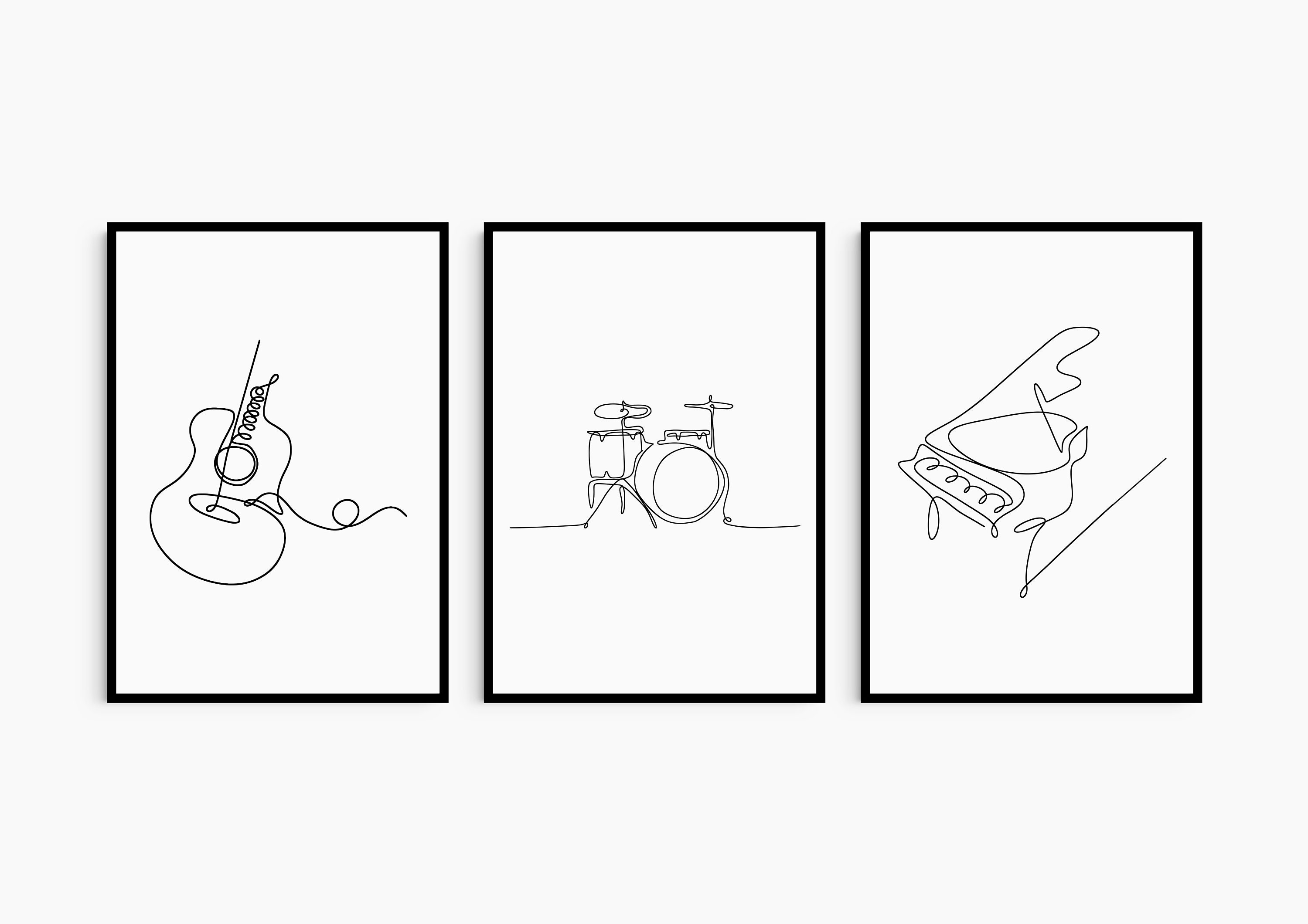 Minimalist Music Instrument Print, Music Single Line Art, Music Print ...