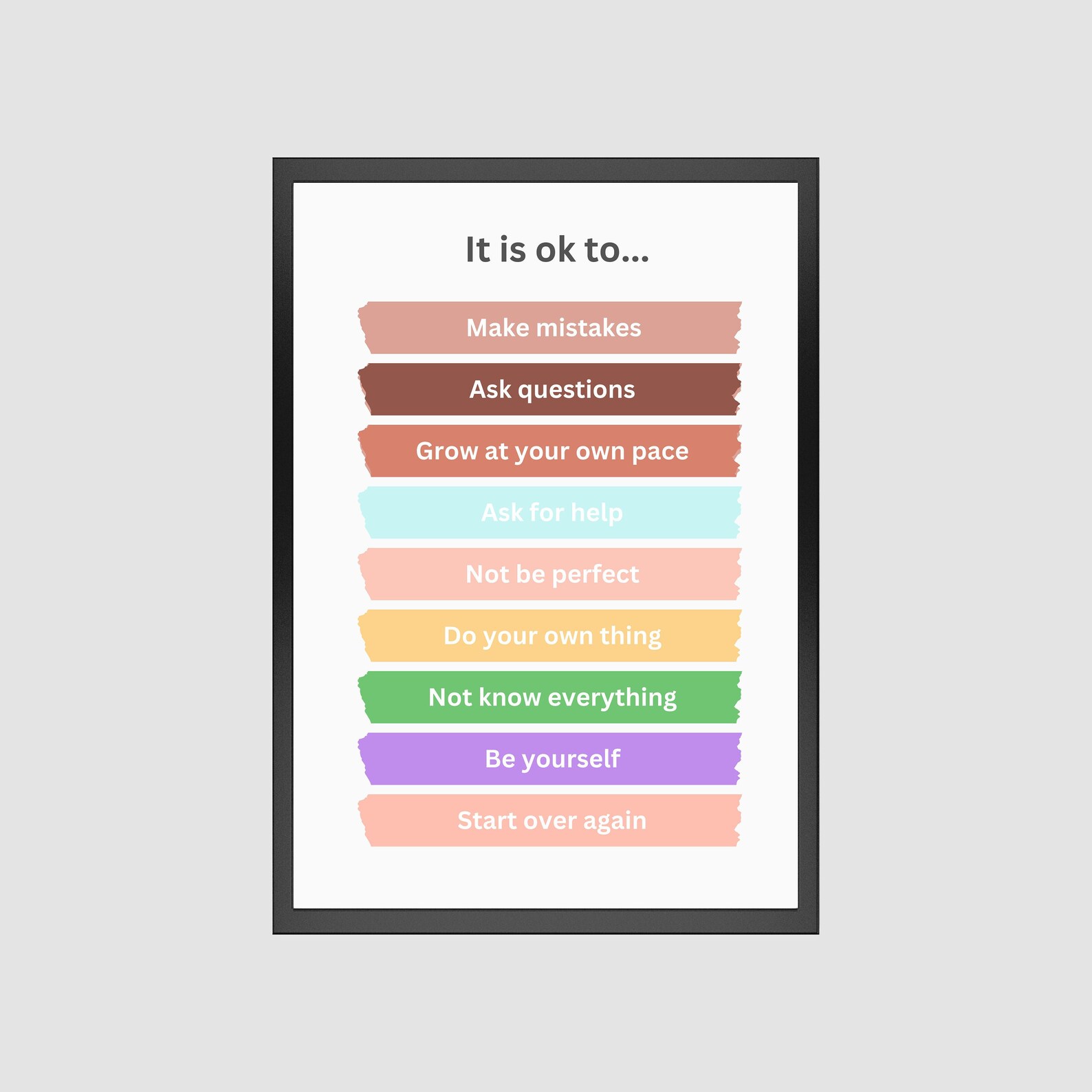 It's Ok to Not Be Okay Poster, Playroom Wall Art, Motivational Art ...
