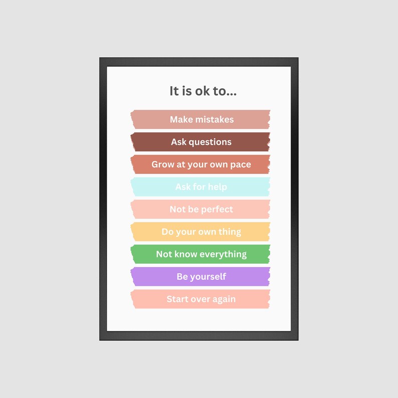 It's Ok to Not Be Okay Poster, Playroom Wall Art, Motivational Art ...