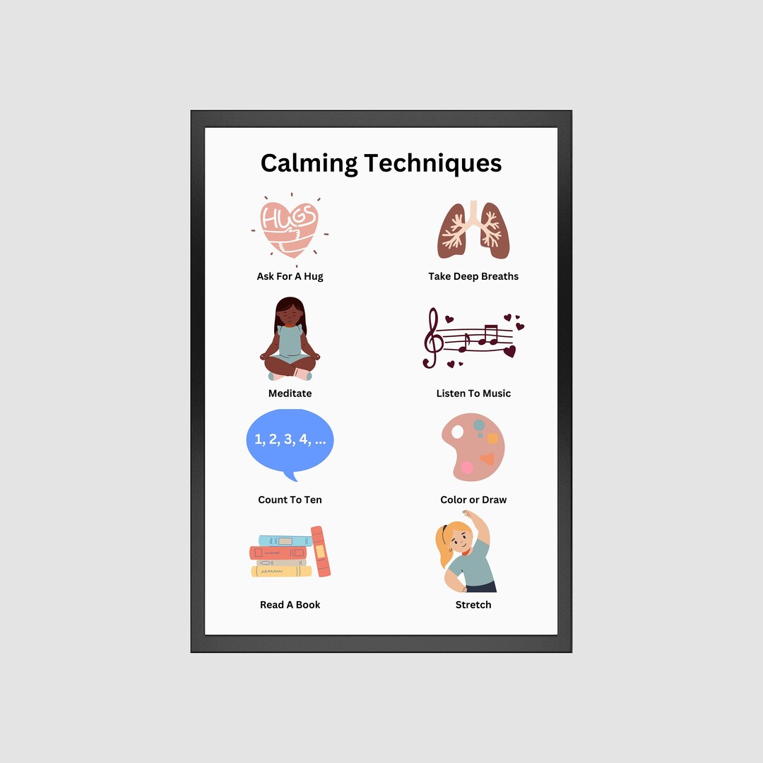 Calming Techniques Poster, Playroom Wall Art, Montessori Nursery ...