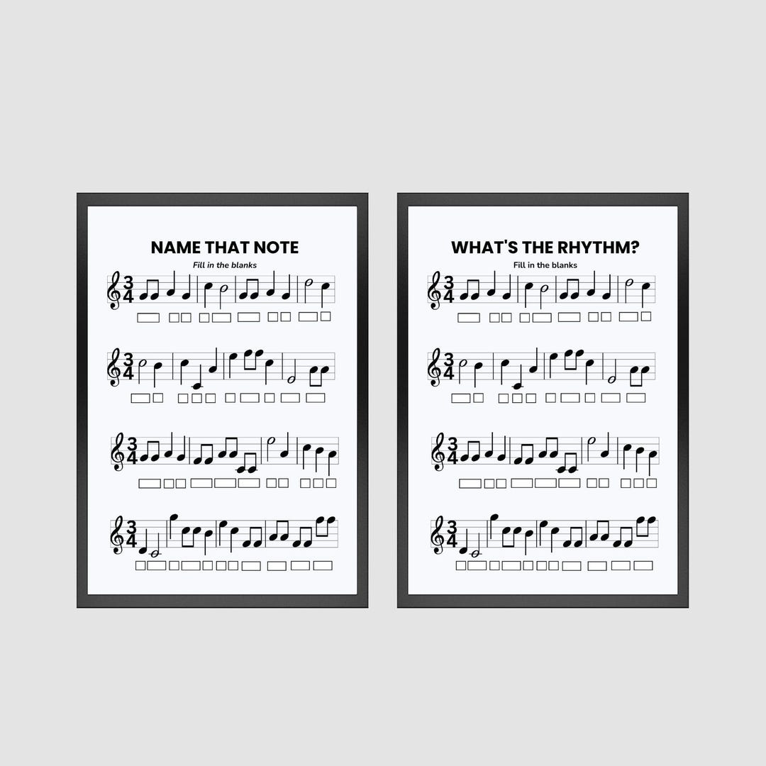 Music Notes Worksheet: Music Theory Exercise (PDF Download) - Etsy